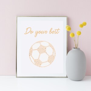 Girls Soccer Poster Printable / Blush Pink Gold Sports Nursery Decor ...