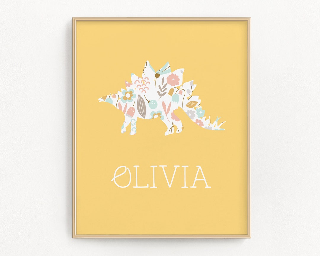 Nursery Name Sign, Girl Dinosaur Bedroom Decor, Dinosaur Baby Shower ...