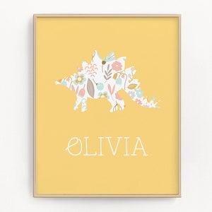 Nursery Name Sign, Girl Dinosaur Bedroom Decor, Dinosaur Baby Shower ...