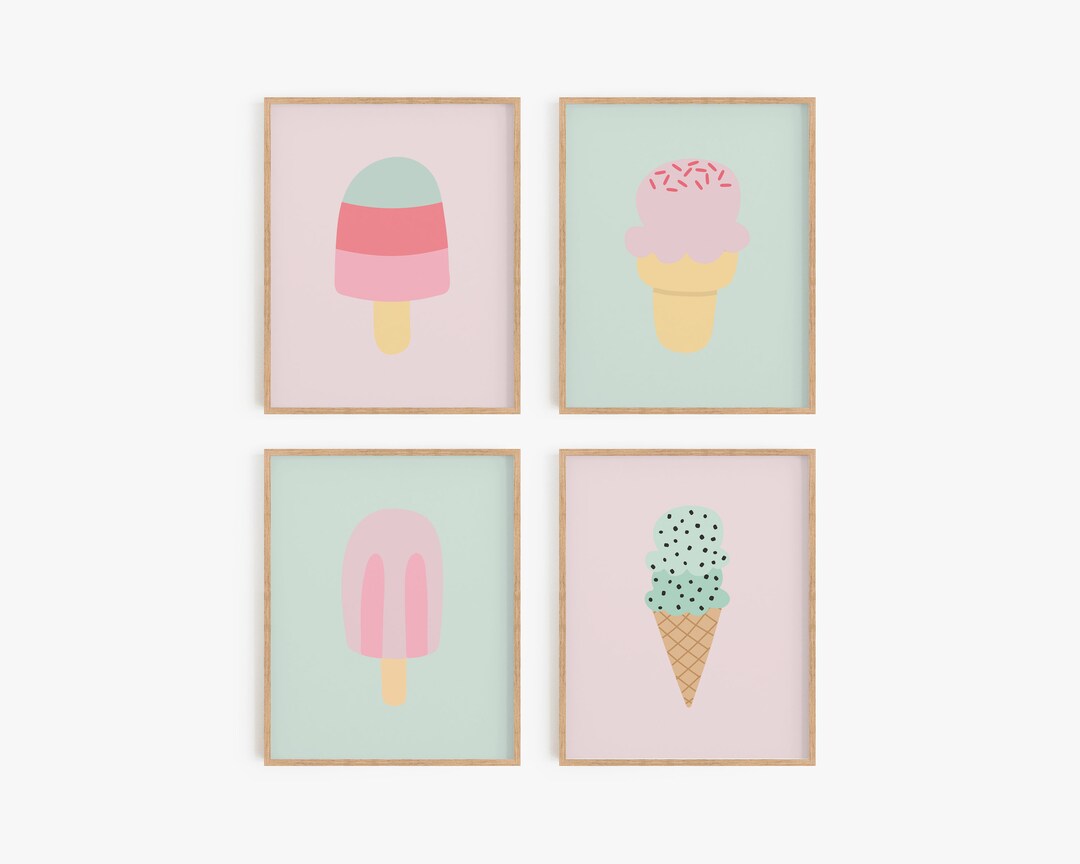 Ice Cream Wall Art, Popsicle Prints, Lavender Nursery Decor Girl, Ice ...