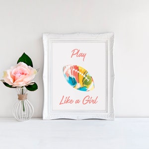 Girls Football Decor / Printable Sports Party Decorations / Girl Sports ...