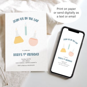 Science Birthday Party Invitations, Chemistry Birthday Invitation, Mad ...