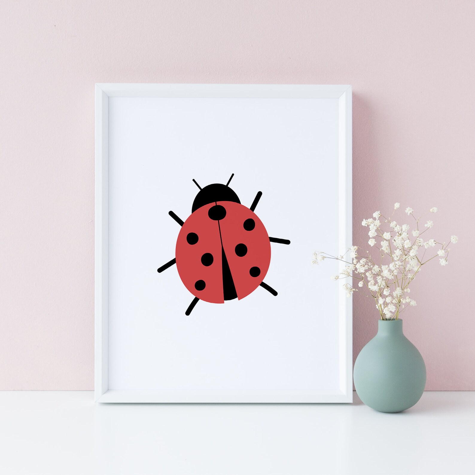 Ladybug Wall Art, Cute Bug Nursery Decor, Printable Art Instant ...
