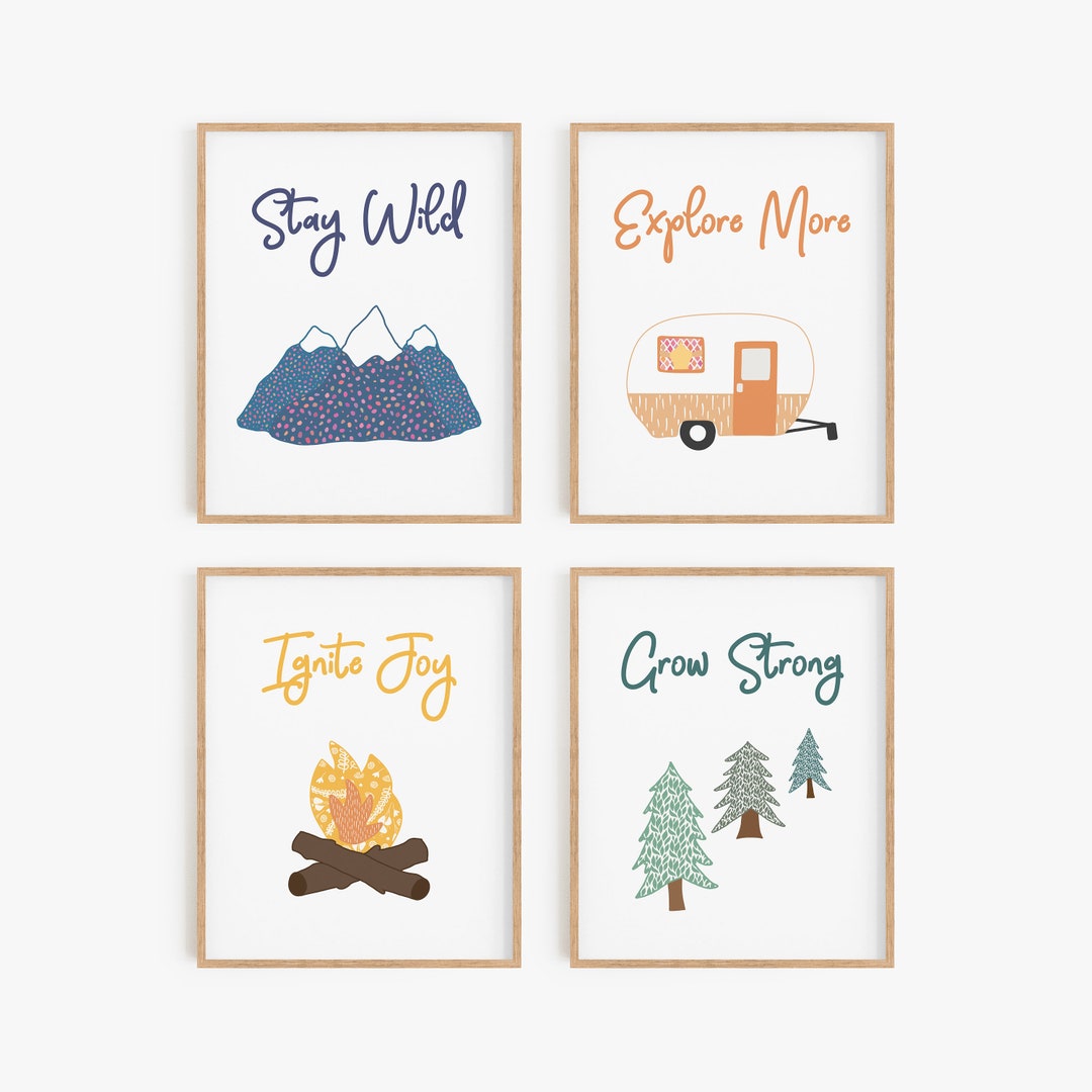 Cute Camping Decor, Kids Bedroom Wall Art, Printable Camping Posters ...