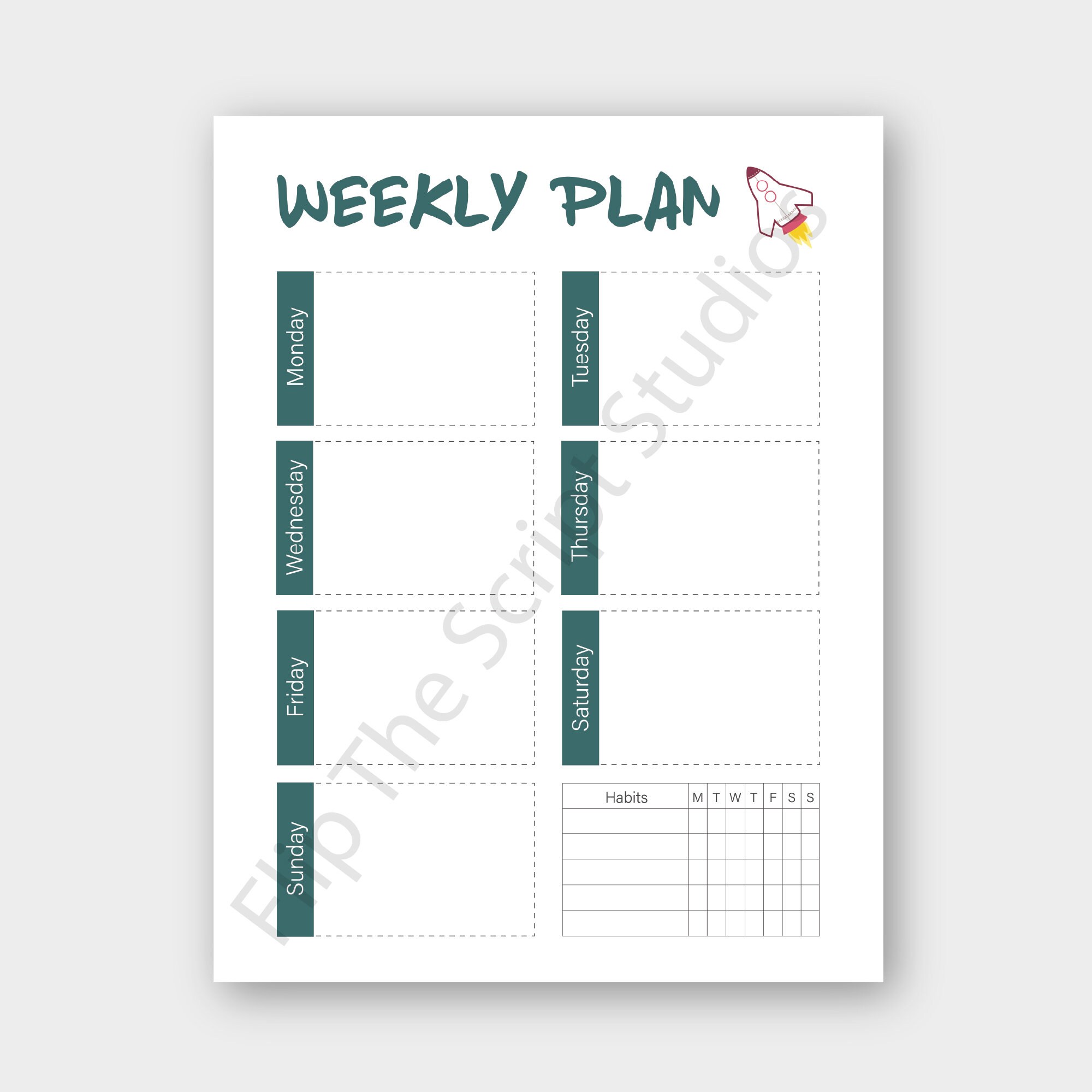 Space Themed Kids Planner Printable Homeschool Schedule - Etsy