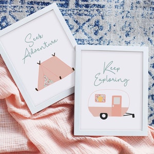 Printable Camping Posters for Girls, Kids Inspirational Quote Wall ...