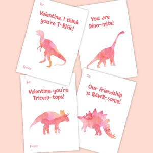 Dinosaur Valentine Card, Printable Valentine Card for Kid, Classroom ...
