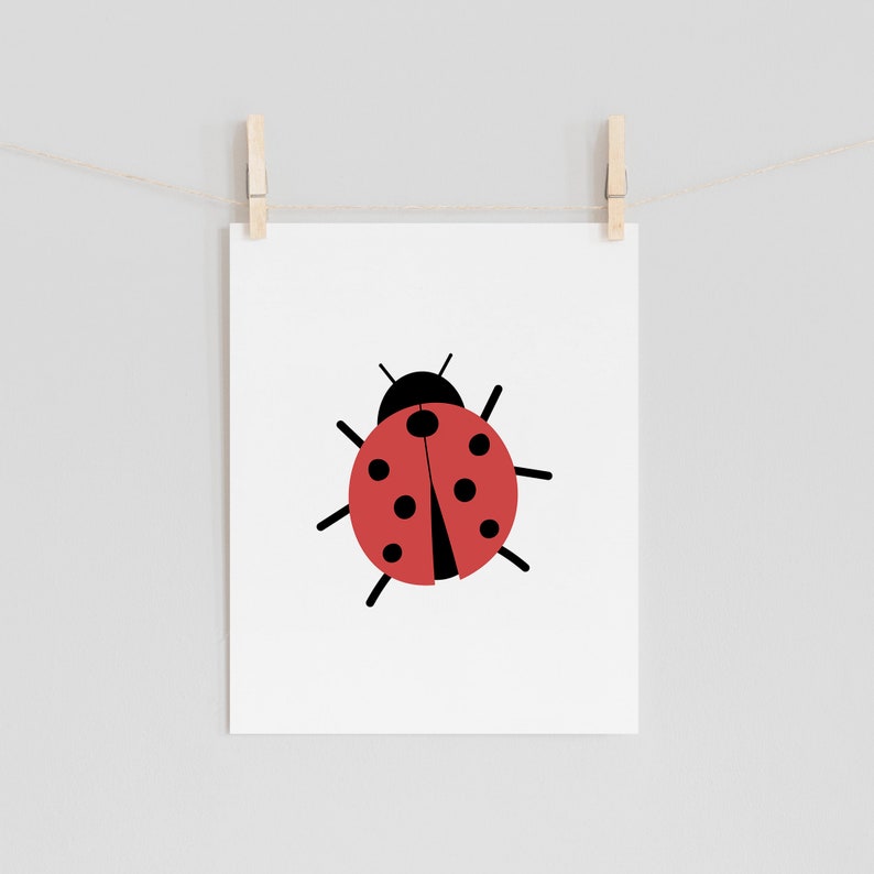 Ladybug Wall Art, Cute Bug Nursery Decor, Printable Art Instant ...
