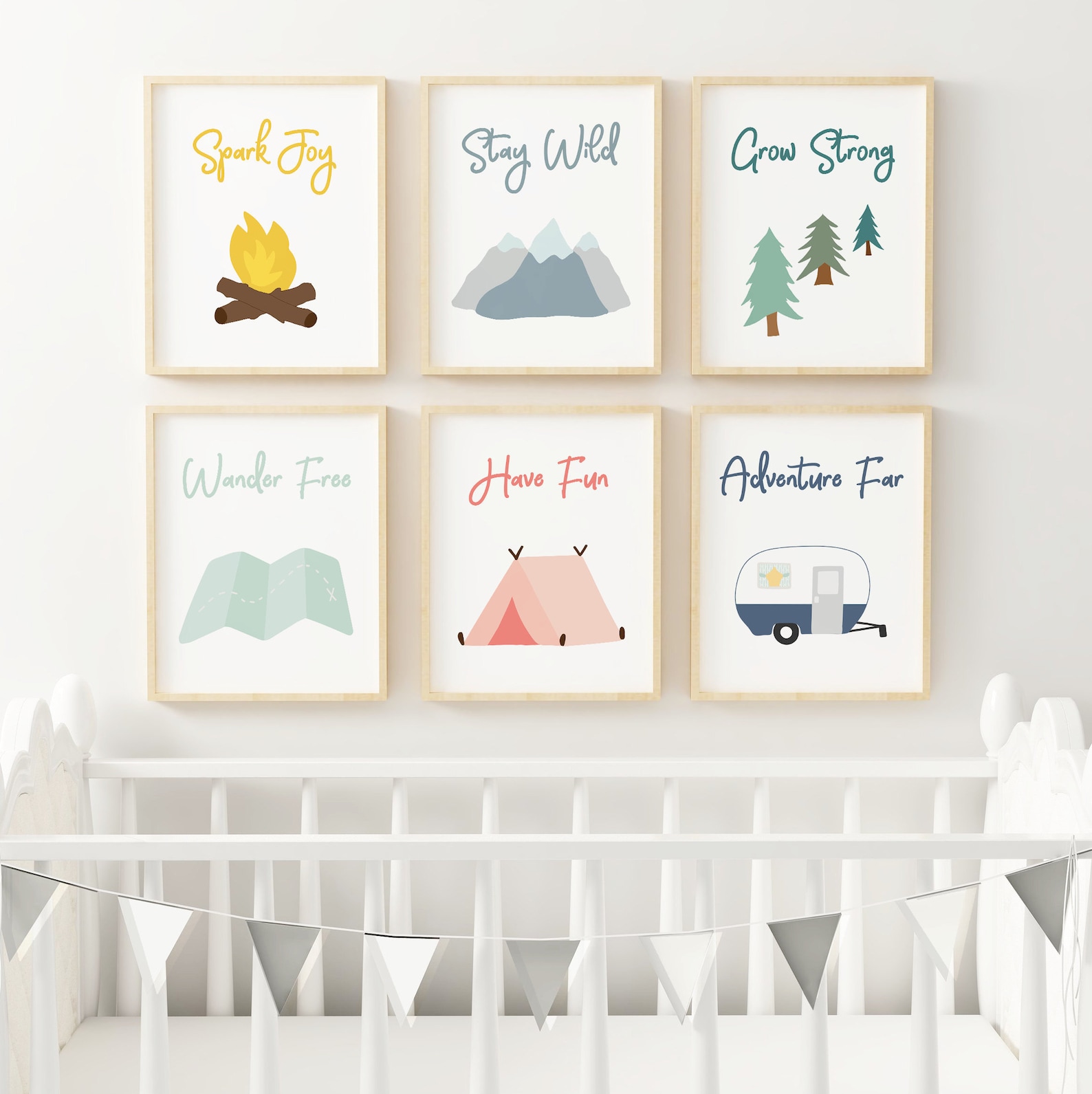 Camping Themed Nursery Gallery Wall Set Camping Kids Wall | Etsy
