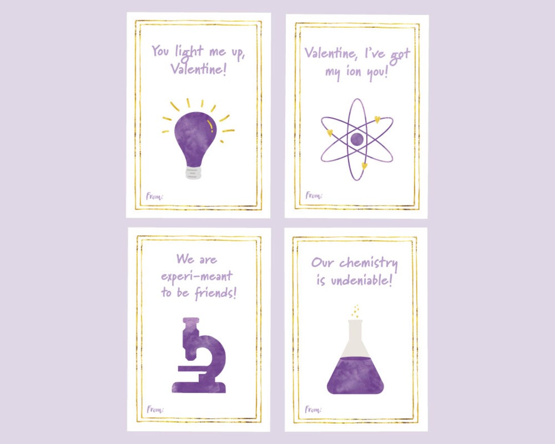 Purple Valentines for Kids / Science Valentine Card / Printable ...