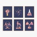 Science Themed Art Prints, Navy Blue and Pink Decor, Chemistry Signs ...