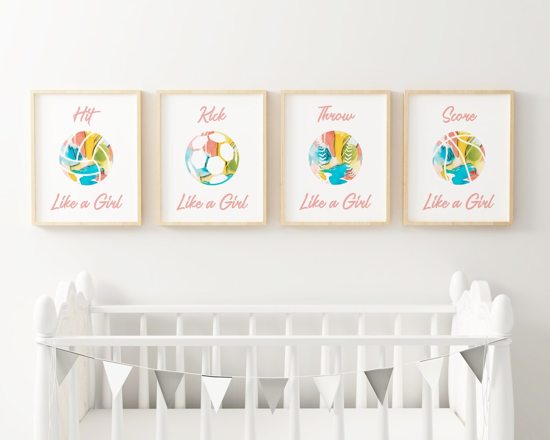 Sports Decor for Girl Nursery, Female Athlete Gift, Volleyball Art ...
