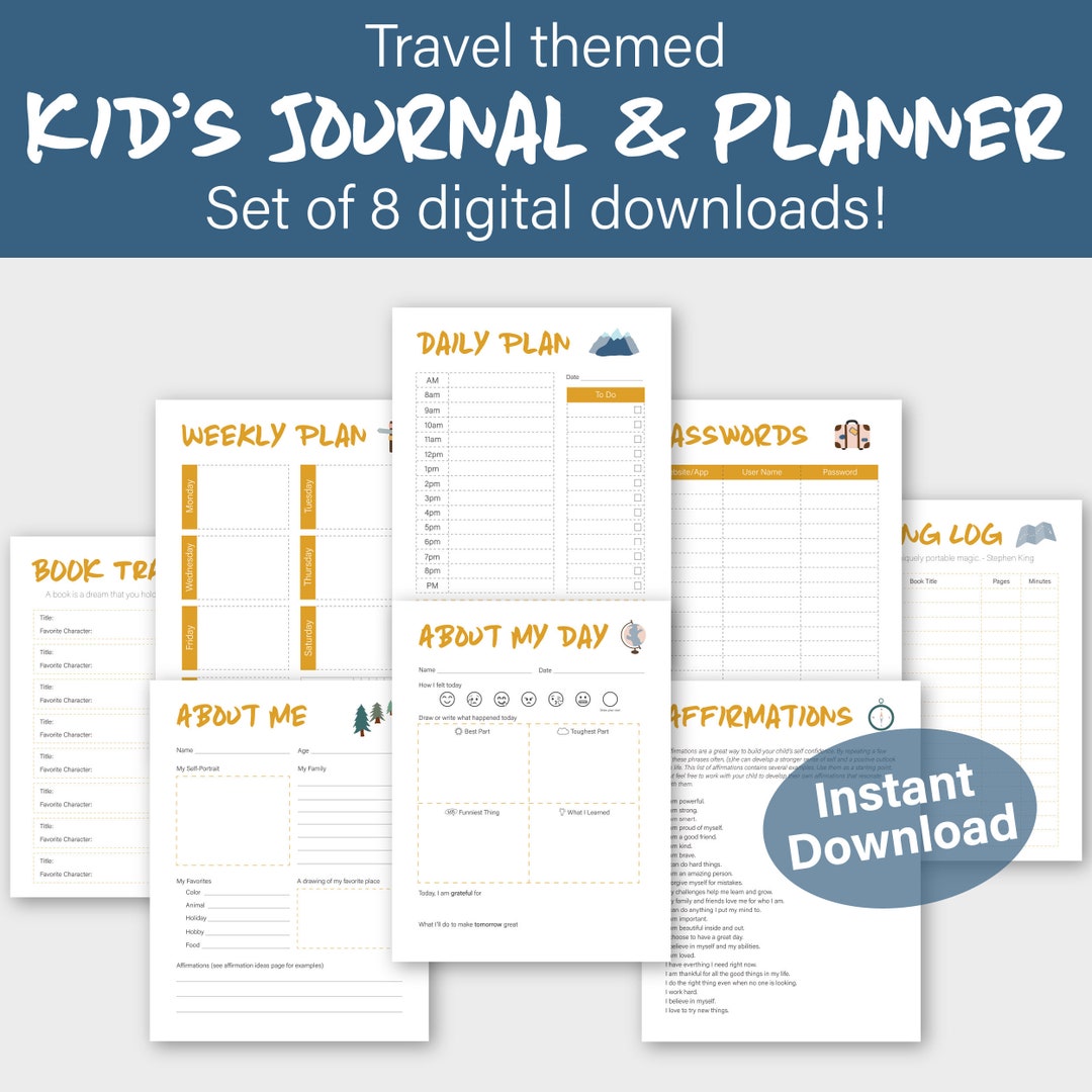 Kids Planner Printable, Homeschool Planner, Affirmation Journal ...