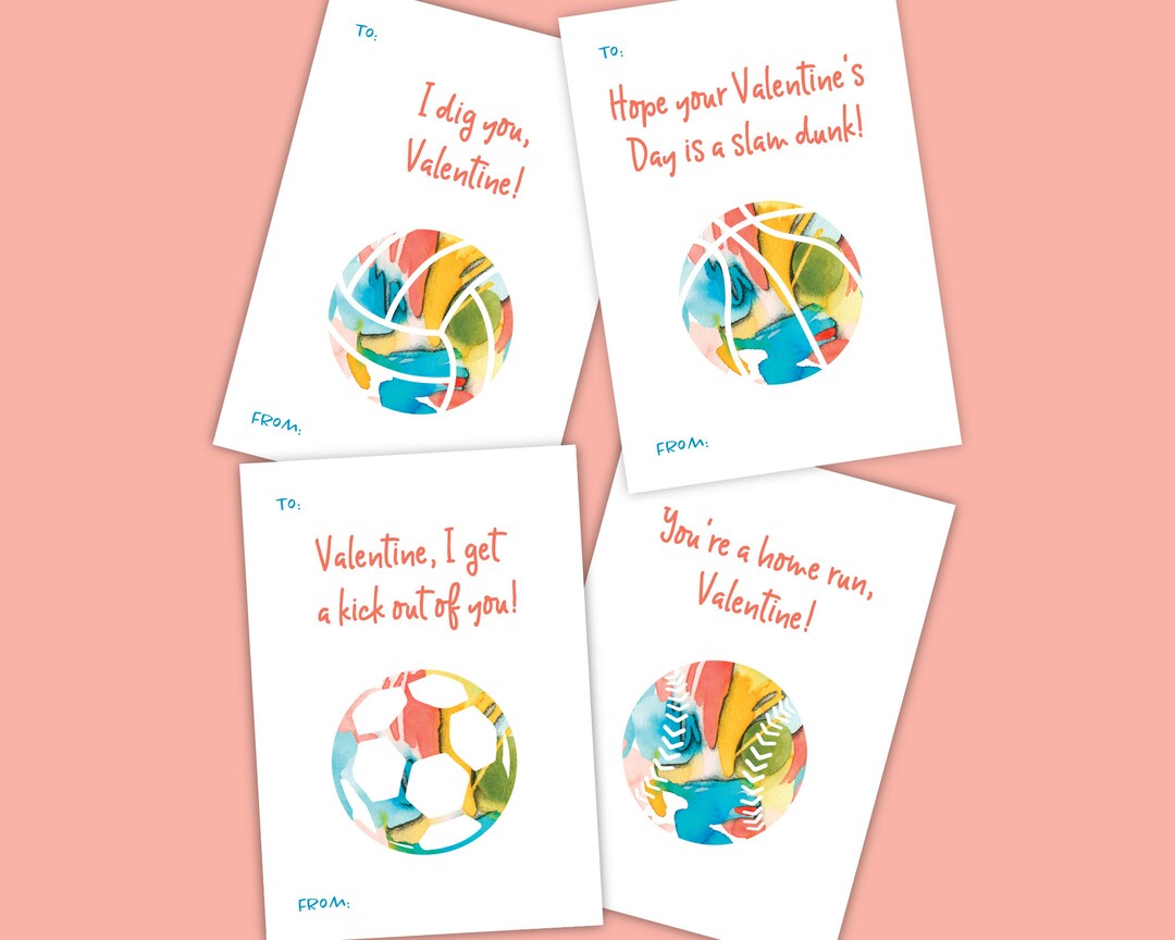 Sports Valentines for Kids, Classroom Valentines, Soccer Valentines ...