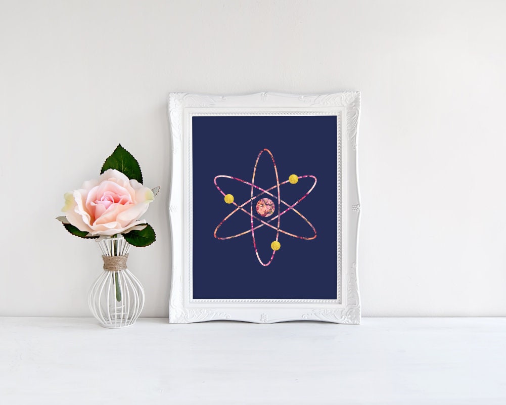 Science Wall Art Navy Blue and Pink Decor Microscope Print | Etsy