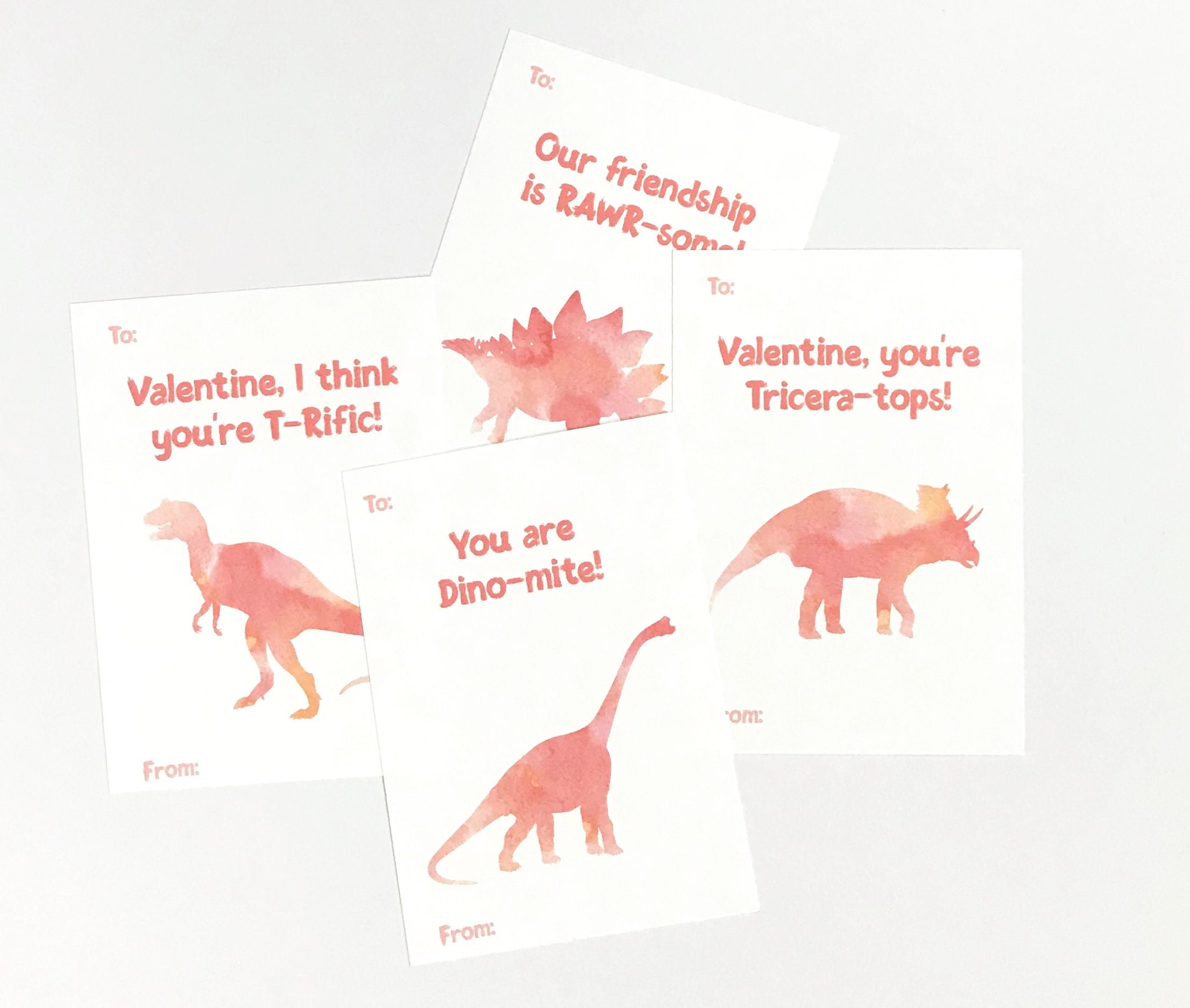 Kids Valentines for School / Girl Dinosaur Valentines / | Etsy
