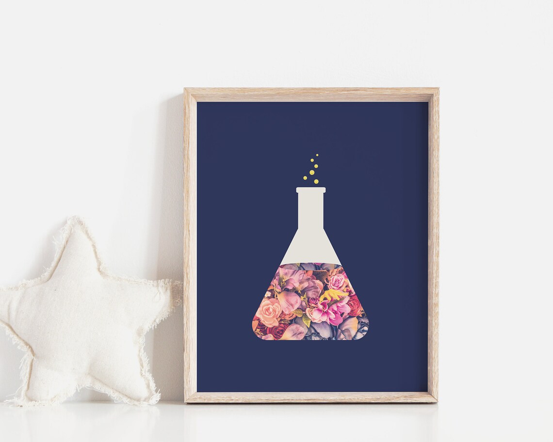 Science beaker printable art 16x20 chemistry poster | Etsy