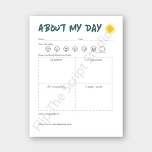 Printable Journal Page, Kids Gratitude Diary, Social Emotional Learning ...