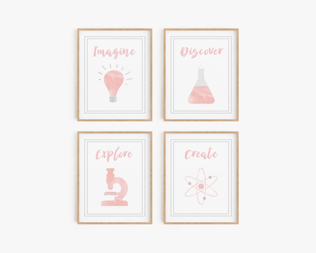 Science Nursery Printable Art, Science Wall Decor for Girls Room ...