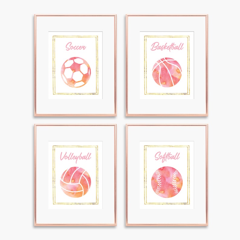 Girls Sports Prints Soccer Poster Basketball Printables | Etsy
