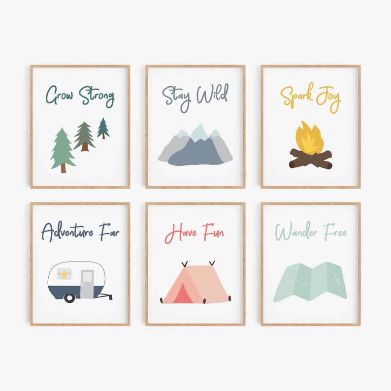 Camping Themed Nursery Gallery Wall Set Camping Kids Wall | Etsy