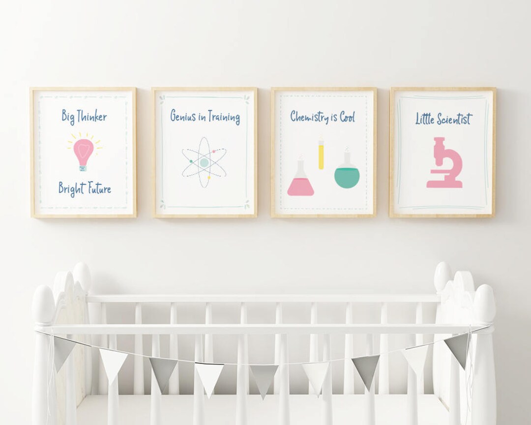 Science Nursery Art, Colorful Kids Room Decor, Playroom Print Set ...