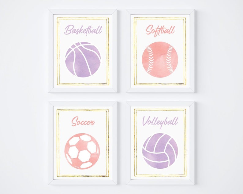 Sports theme girls room decor Sports posters for girls | Etsy