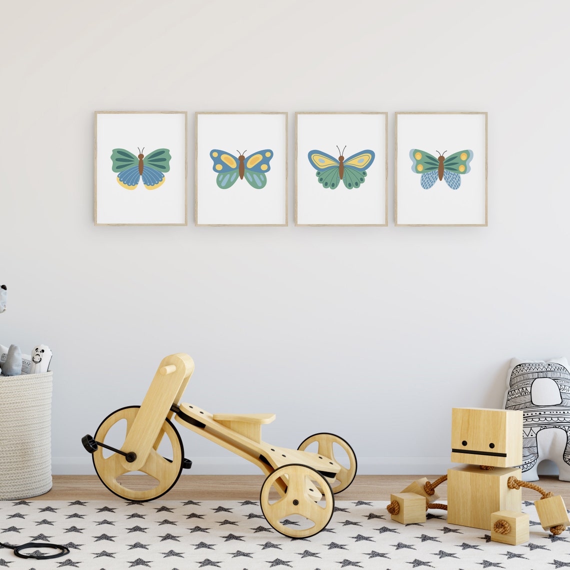 Butterfly Art for Kids Room Green and Blue Butterfly Theme - Etsy