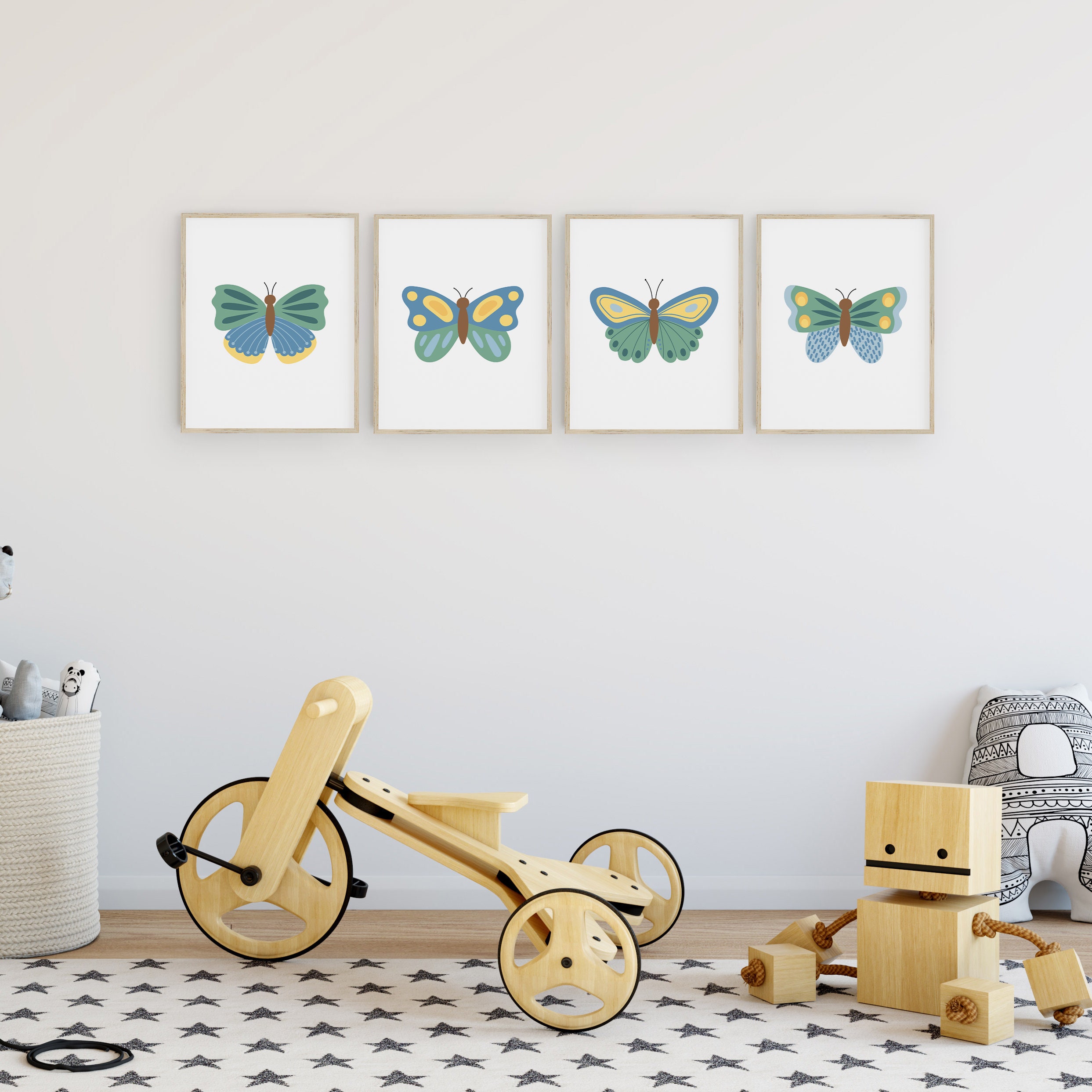 Butterfly Art for Kids Room Green and Blue Butterfly Theme - Etsy