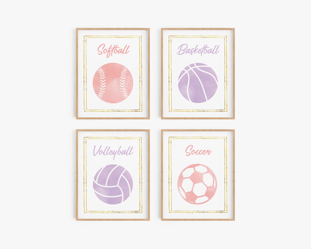 Sports Theme Girls Room Decor, Sports Posters for Girls, Pastel Room ...