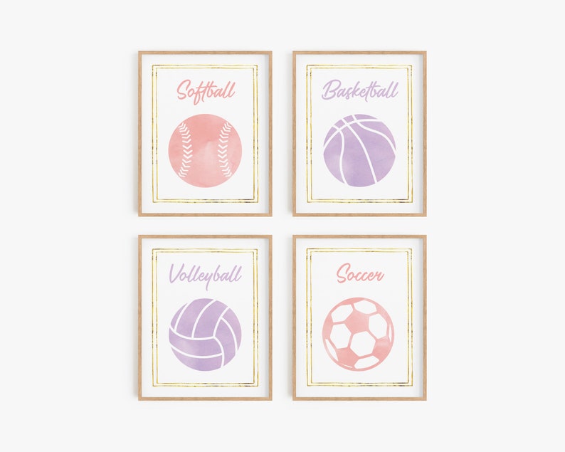 Sports theme girls room decor Sports posters for girls | Etsy