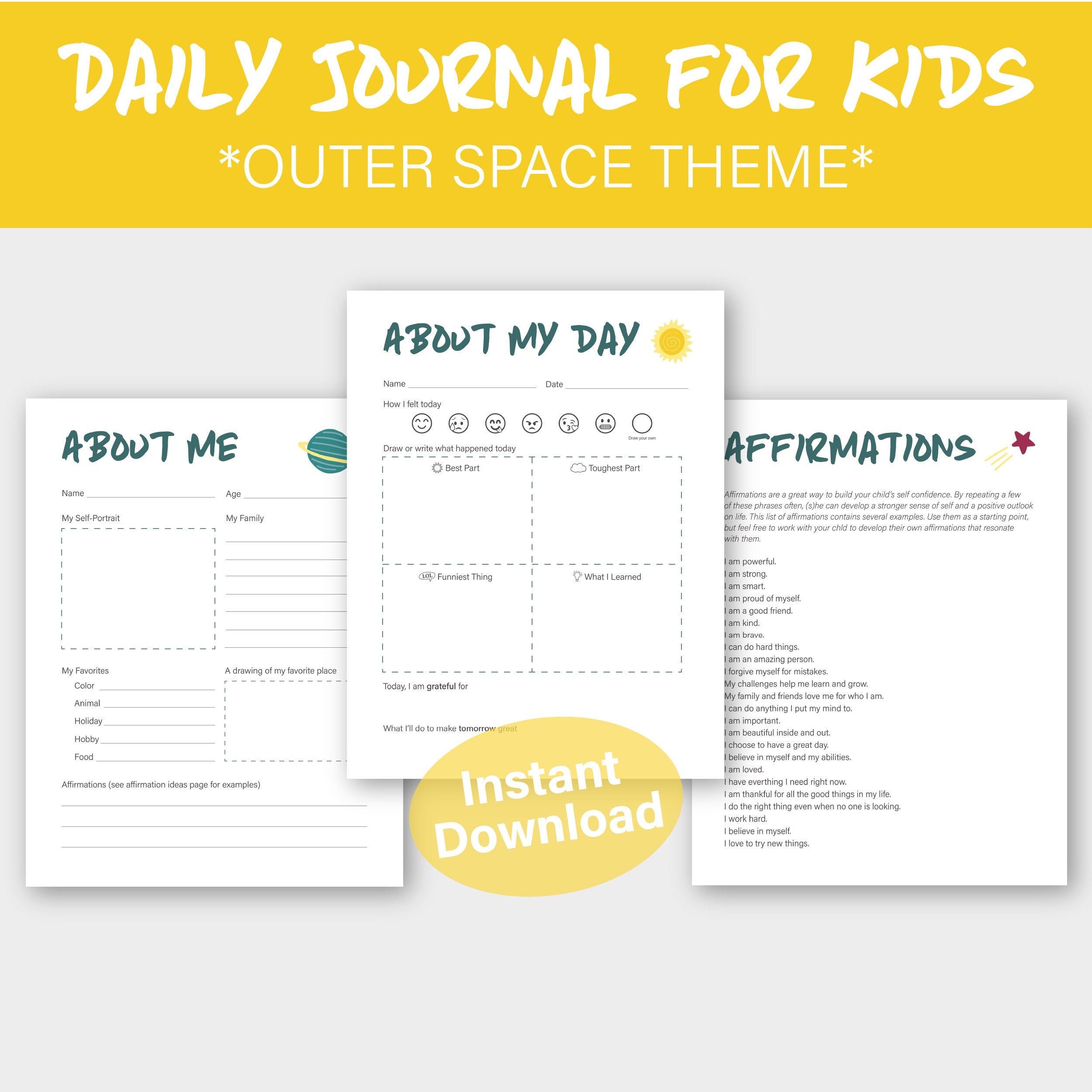 Printable Journal Page, Kids Gratitude Diary, Social Emotional Learning ...