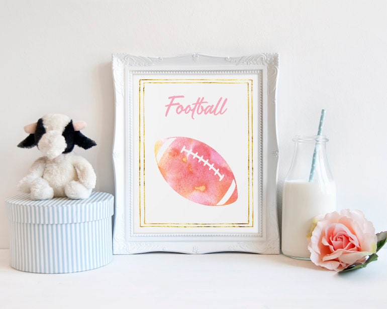 Girls Football Decor / Printable Sports Art / Football - Etsy