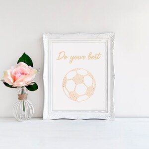 Girls Soccer Poster Printable / Blush Pink Gold Sports Nursery Decor ...