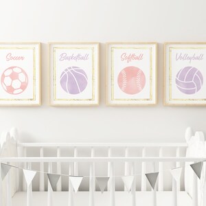Sports Theme Girls Room Decor, Sports Posters for Girls, Pastel Room ...