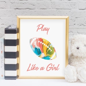 Girls Football Decor / Printable Sports Party Decorations / Girl Sports ...