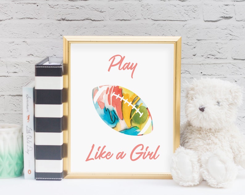 Girls Football Decor / Printable Sports Party Decorations / Girl Sports ...