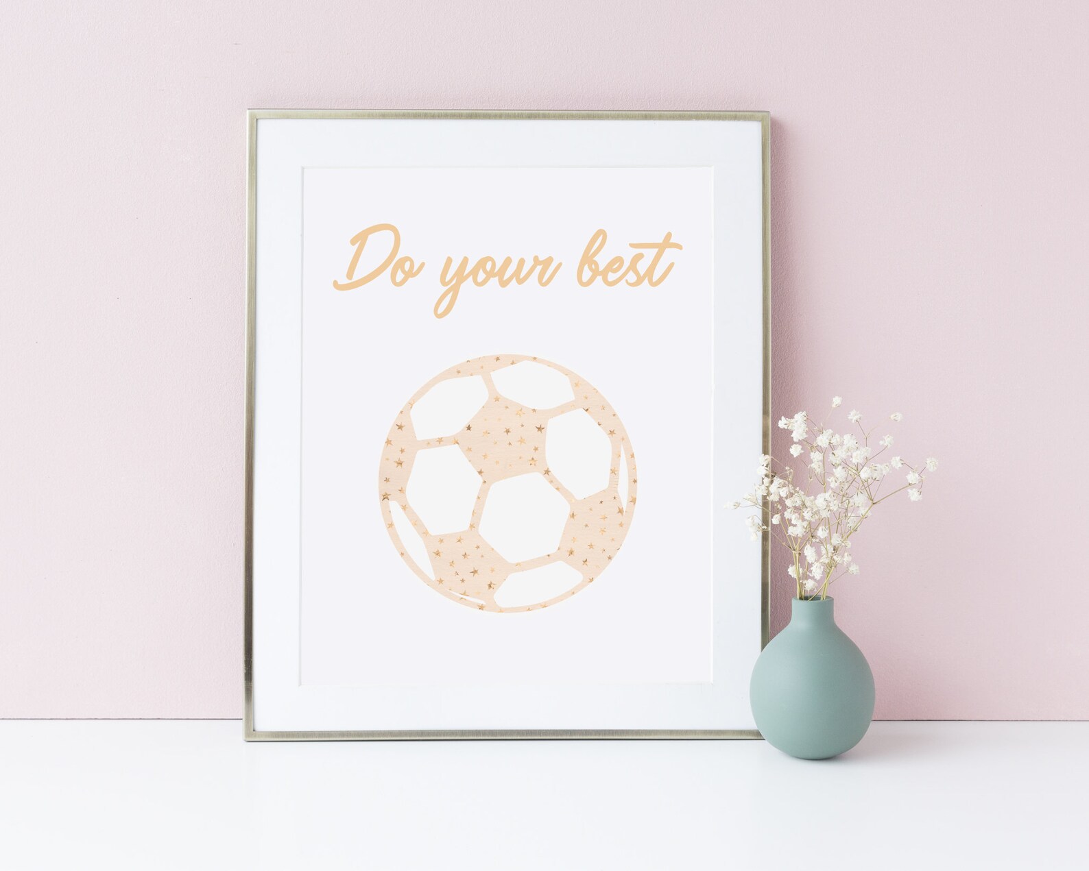 Girls Soccer Poster Printable / Blush Pink Gold Sports Nursery - Etsy
