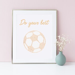 Girls Soccer Poster Printable / Blush Pink Gold Sports Nursery Decor ...