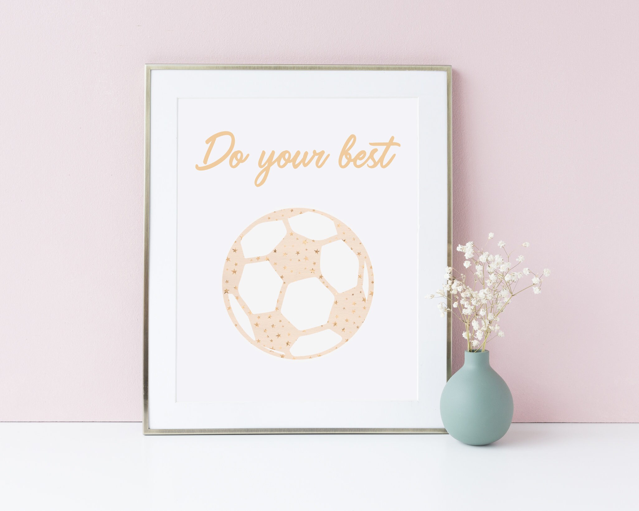 Girls Soccer Poster Printable / Blush Pink Gold Sports Nursery Decor ...