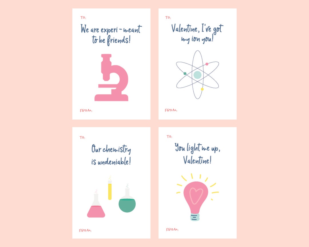 Science Valentine Card, Printable Valentines, Classroom Valentines ...