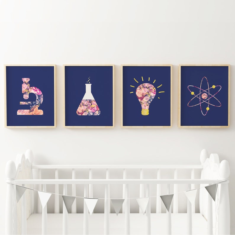 Science Art Navy Blue Science Poster Teacher Gift Biology - Etsy