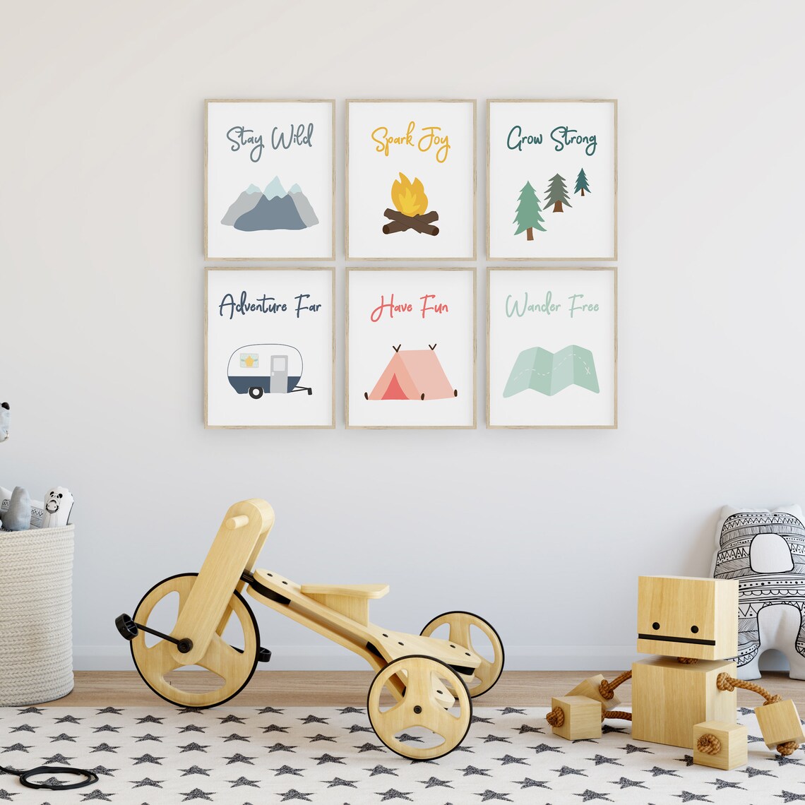 Camping Themed Nursery Gallery Wall Set Camping Kids Wall - Etsy