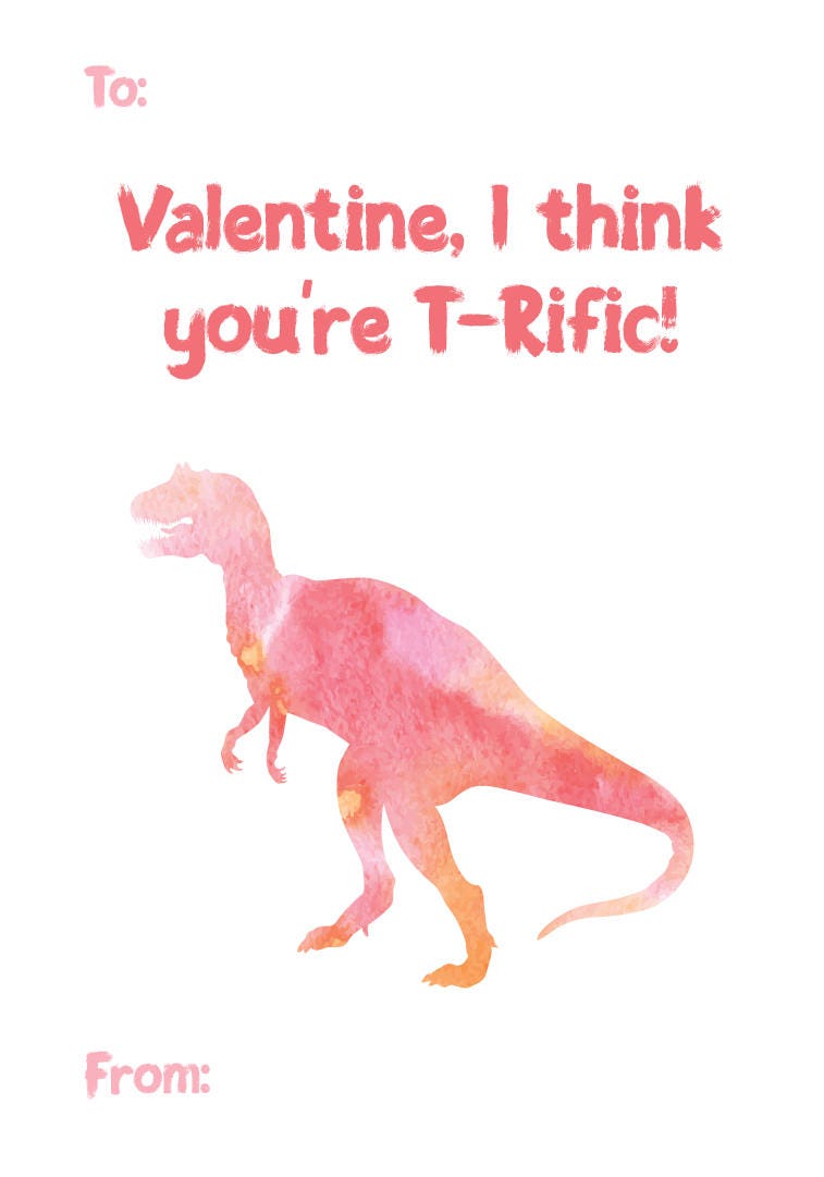 Kids Valentines for School / Girl Dinosaur Valentines / | Etsy