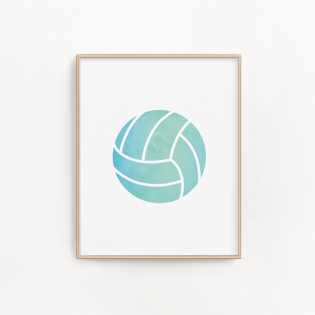Volleyball Poster, Instant Download Digital Art, Simple Turquoise ...