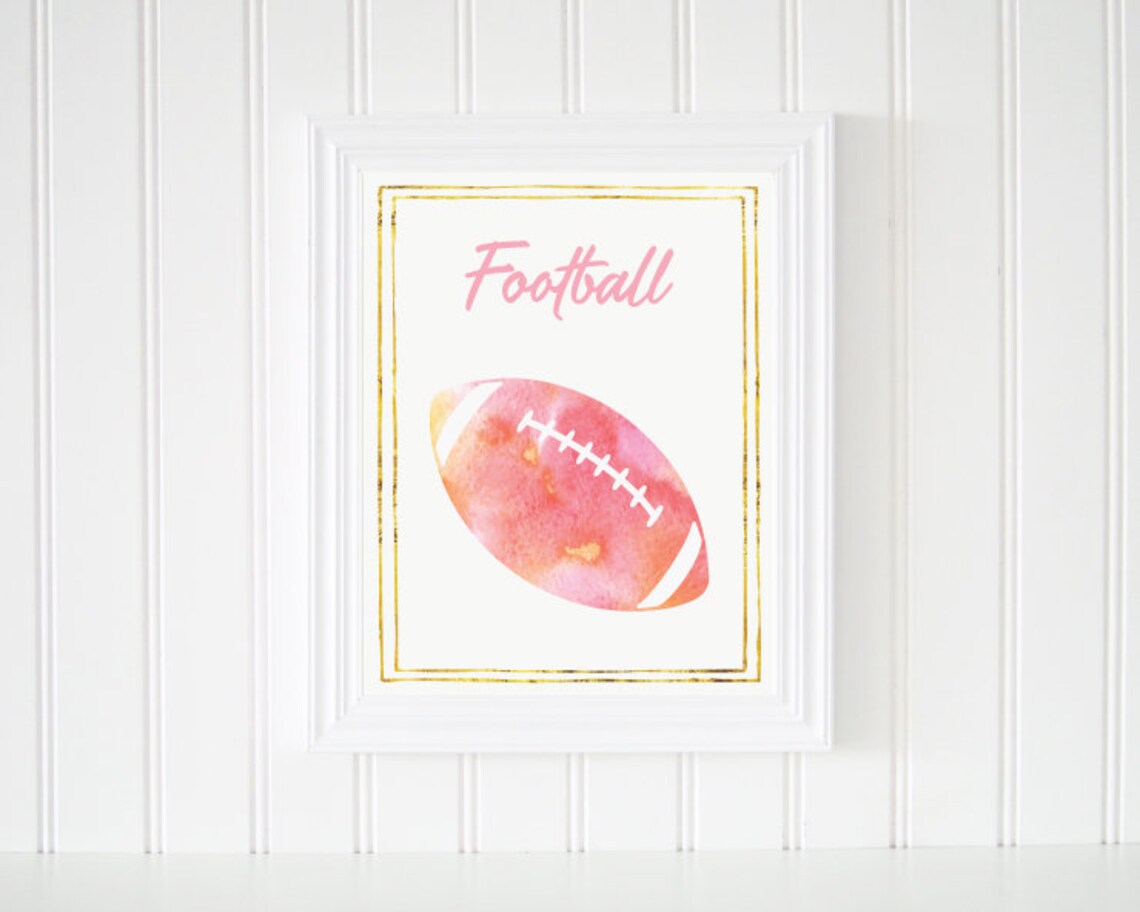 Girls Football Decor / Printable Sports Art / Football | Etsy