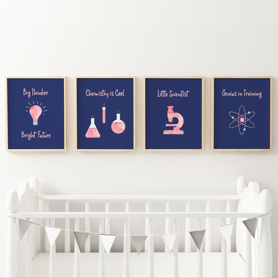 Science Wall Art for Kids Bedroom, Science Themed Nursery Decor Girl ...