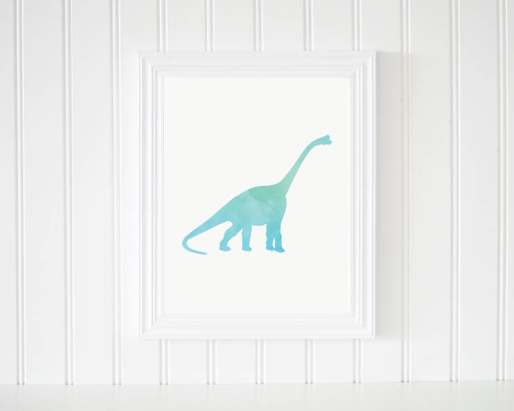 Dinosaur Printable / Kids Wall Art / Blue Watercolor Print / - Etsy