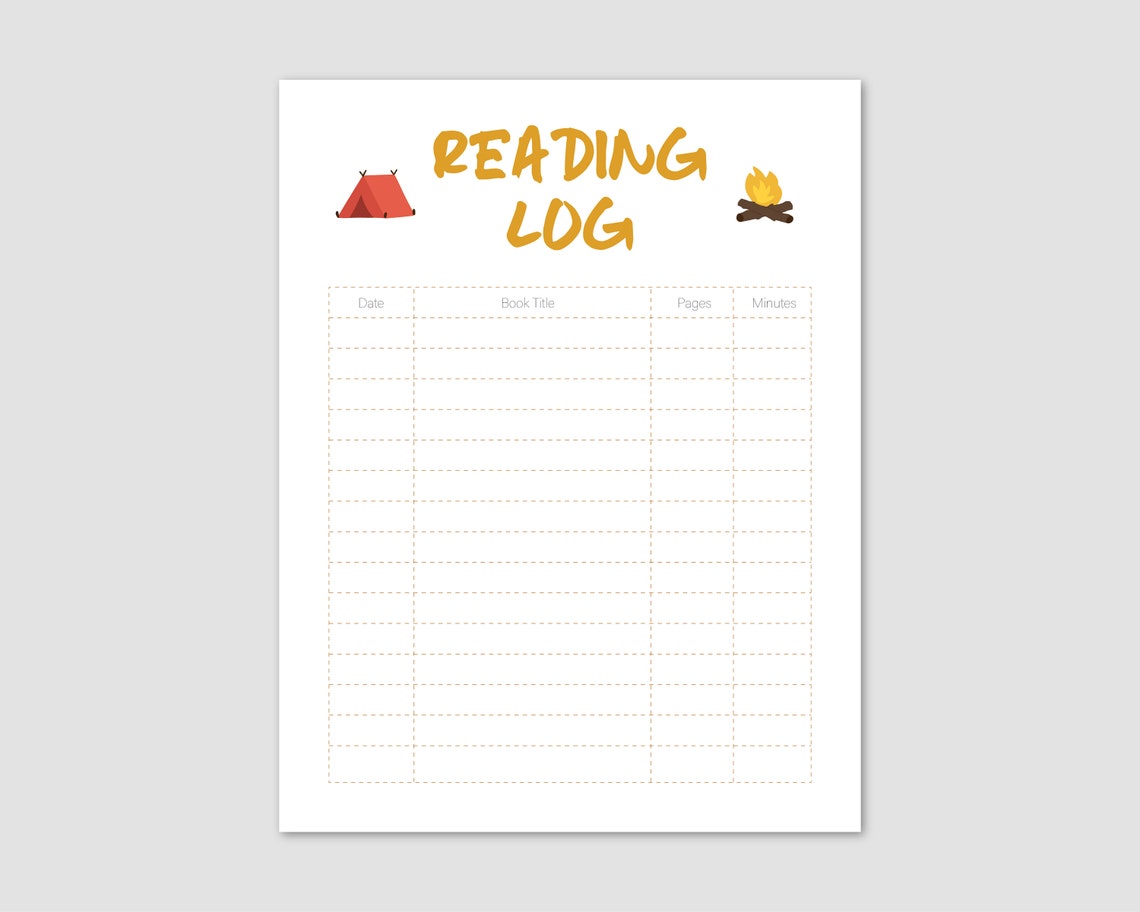 Camping Themed Kids Worksheet Kids Reading Log Book Tracker - Etsy