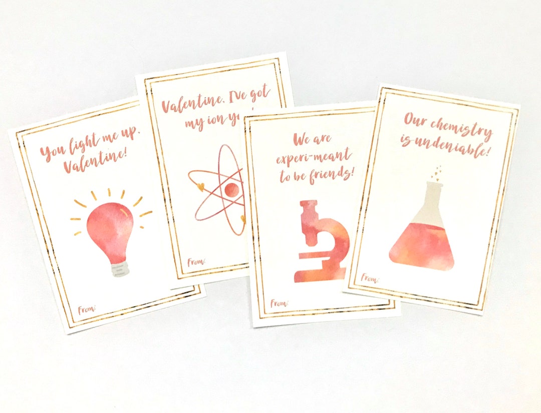 Printable Valentines / Science Valentines for Kids / Watercolor ...